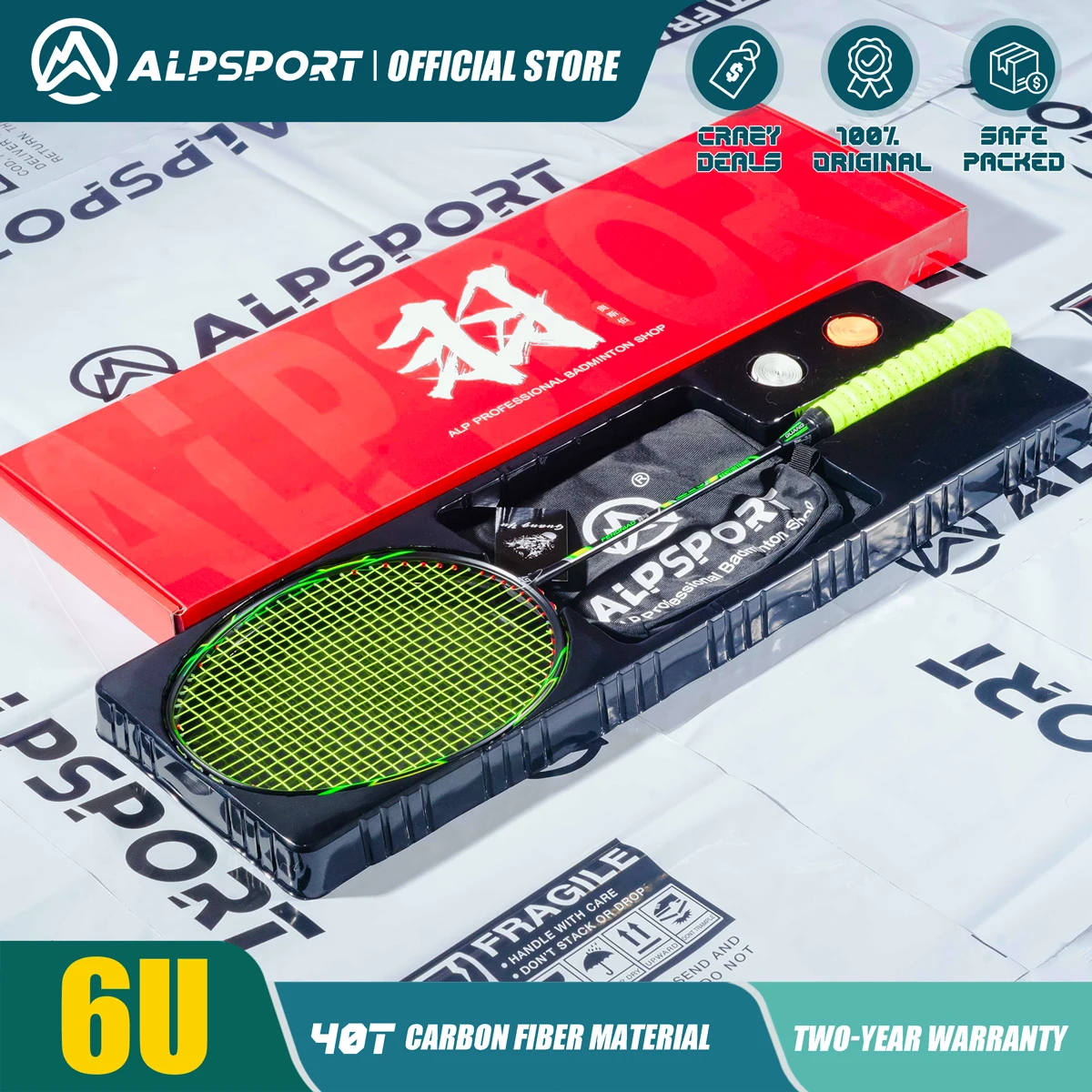 ALP-FN-2PC-1-batch-6U-Badminton-racket-String-with-a-shot-bag-Carbon ...