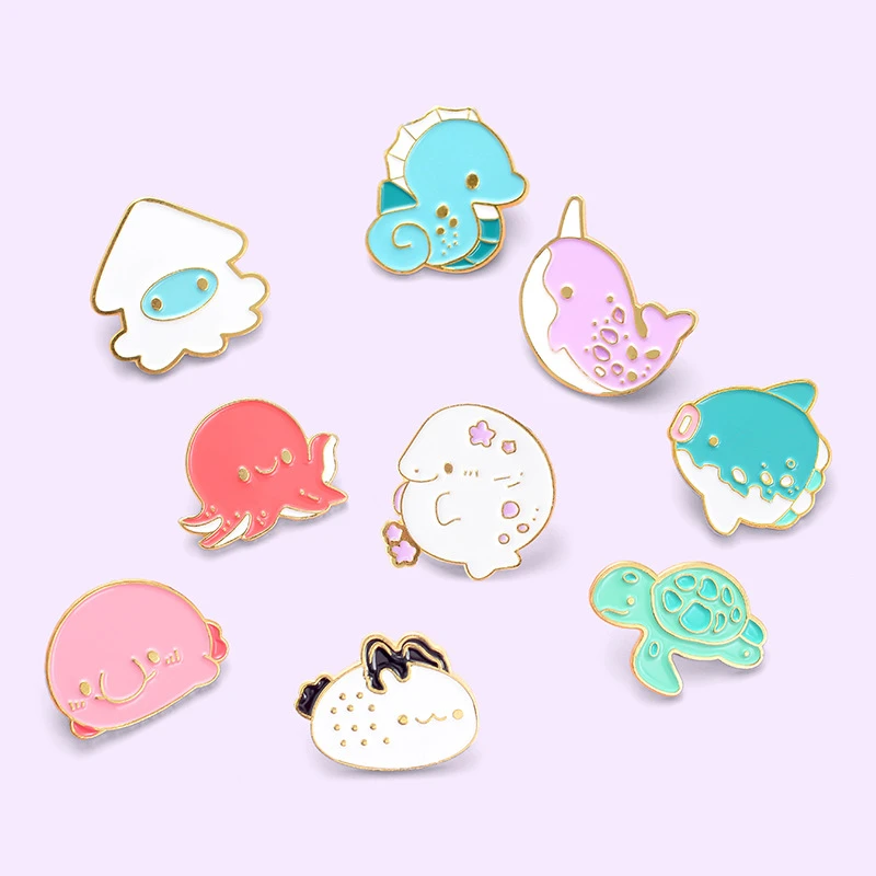 Wholesale Sea Animal Pins And Brooches Lovely Colorful Octopus Tortoise ...