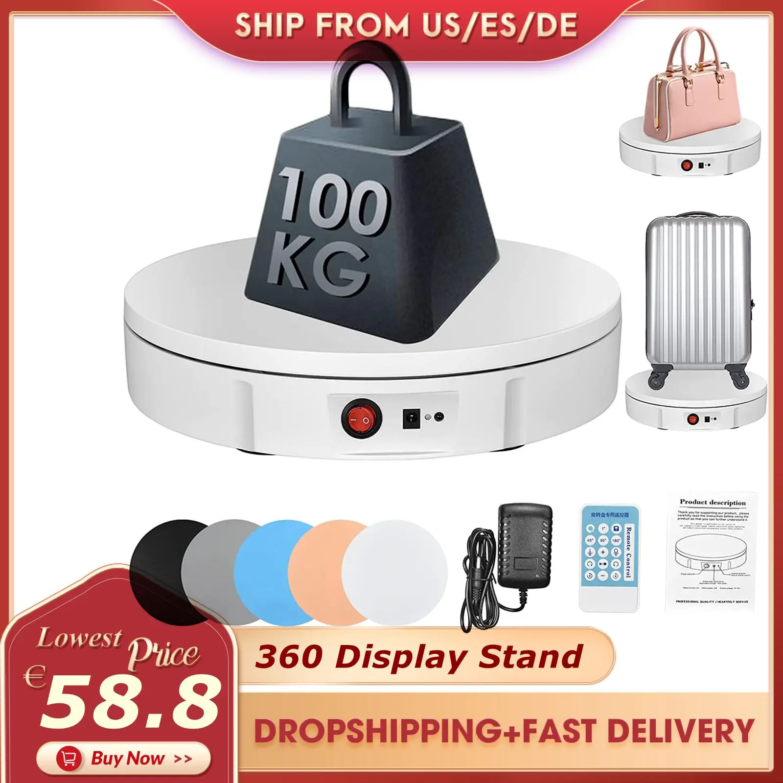 Electric-360-Rotating-Display-Stand-Jewelry-Model-Toy-Watch-Spinning ...