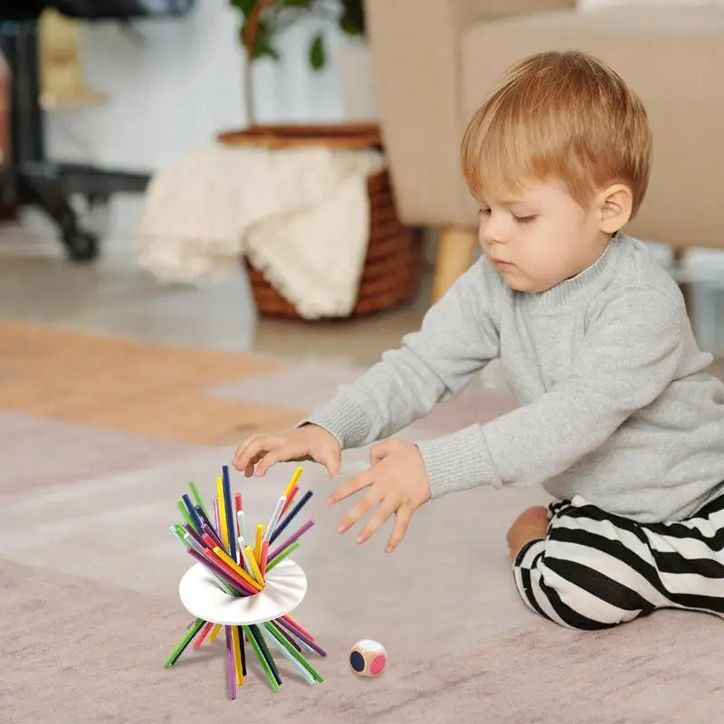 Wooden Stick Stacking Blocks Preschool Learning Montessori Toys Shapes ...