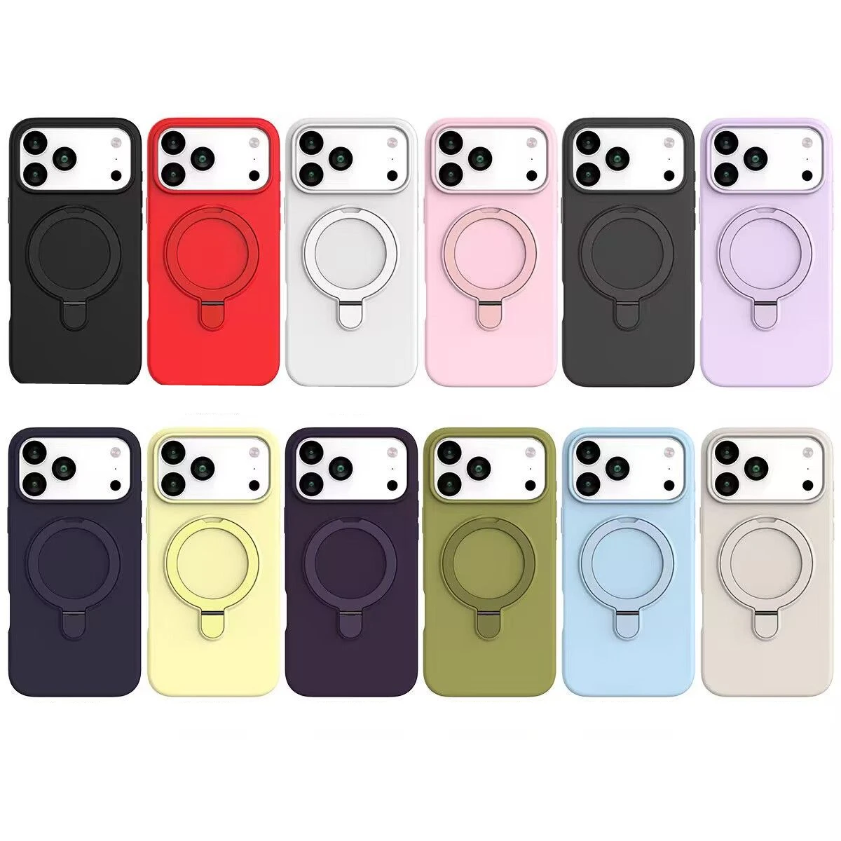 Silicone Stand Integrated Phone Case with Magnetic Attachment for Apple ...