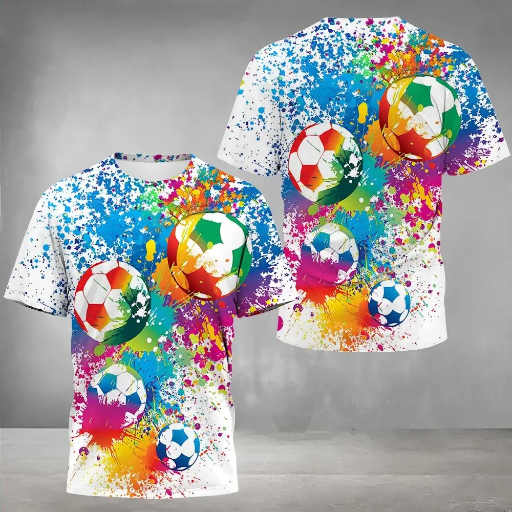 Tie-Dye-Football-Graphic-T-Shirt-For-Men-Fashion-Sweatshirt-Tops-Summer ...