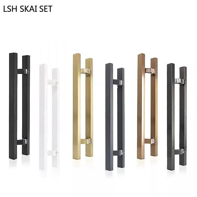 1-Pair-Stainless-Steel-Glass-Gate-Square-Tube-Handles-Bathroom-Sliding ...