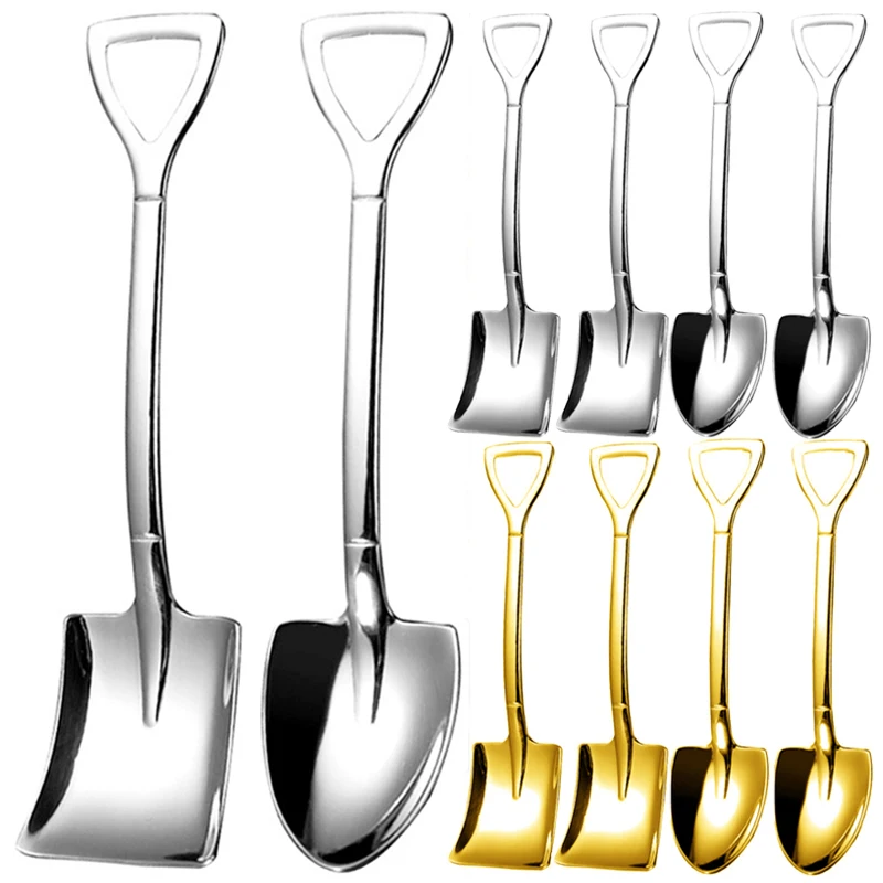 4pcs-Set-Stainless-Steel-Shovel-Point-Spoons-Coffee-Tea-Spoon-Ice-Cream ...