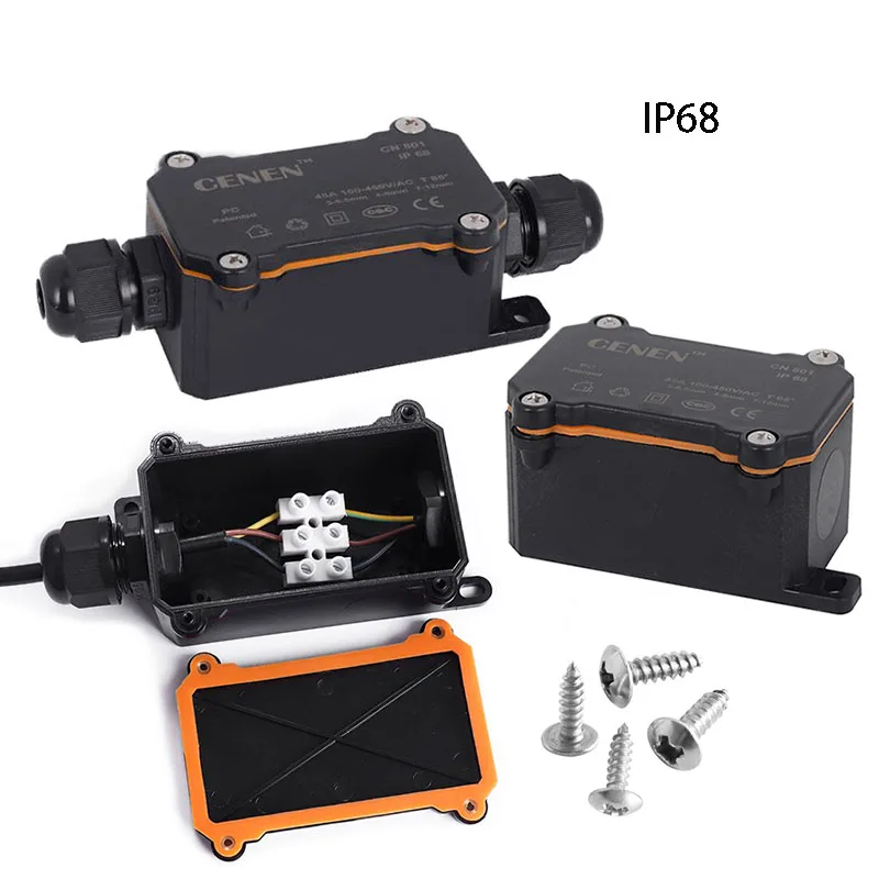 Cable-Splitting-Waterproof-Junction-Box-IP68-Black-Plastic-Sealed-Cable ...