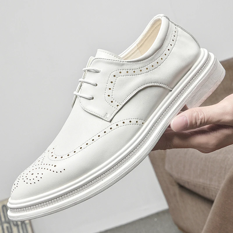 Designer-s-New-Versatile-White-Low-Top-Shoes-Men-s-Block-Shoes-Lace-Up ...