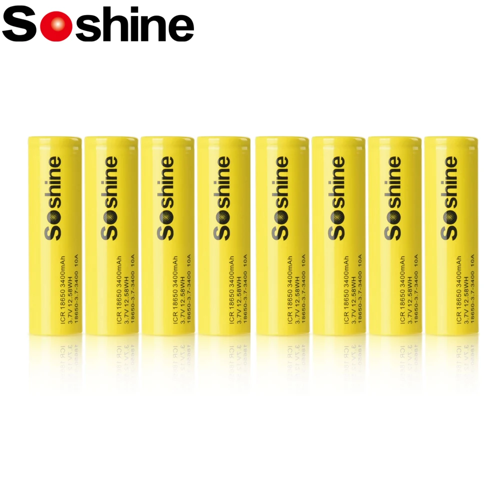 Soshine 3400mAh 18650 Rechargeable Battery Original 3.7V 3C ICR 18650 ...