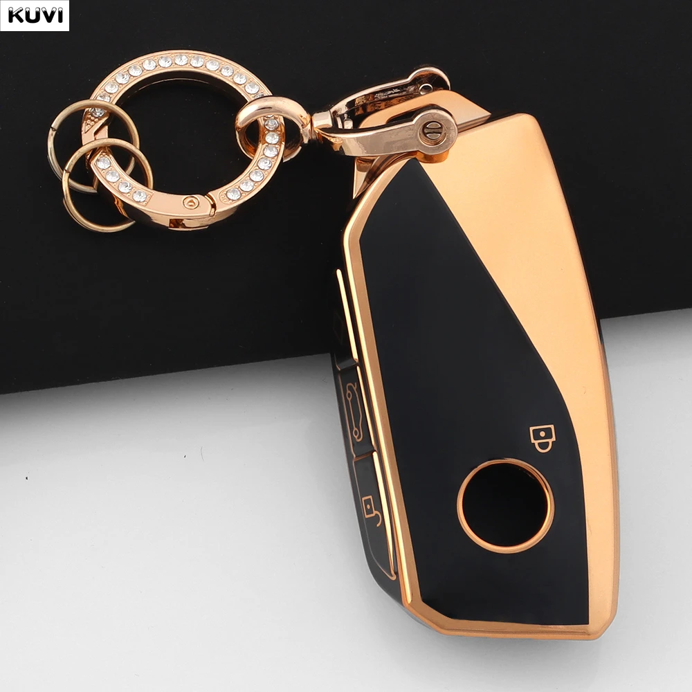 TPU Golden Key Case Cover Holder Fob Keychain For BMW G07 X7 LCI U11 ...