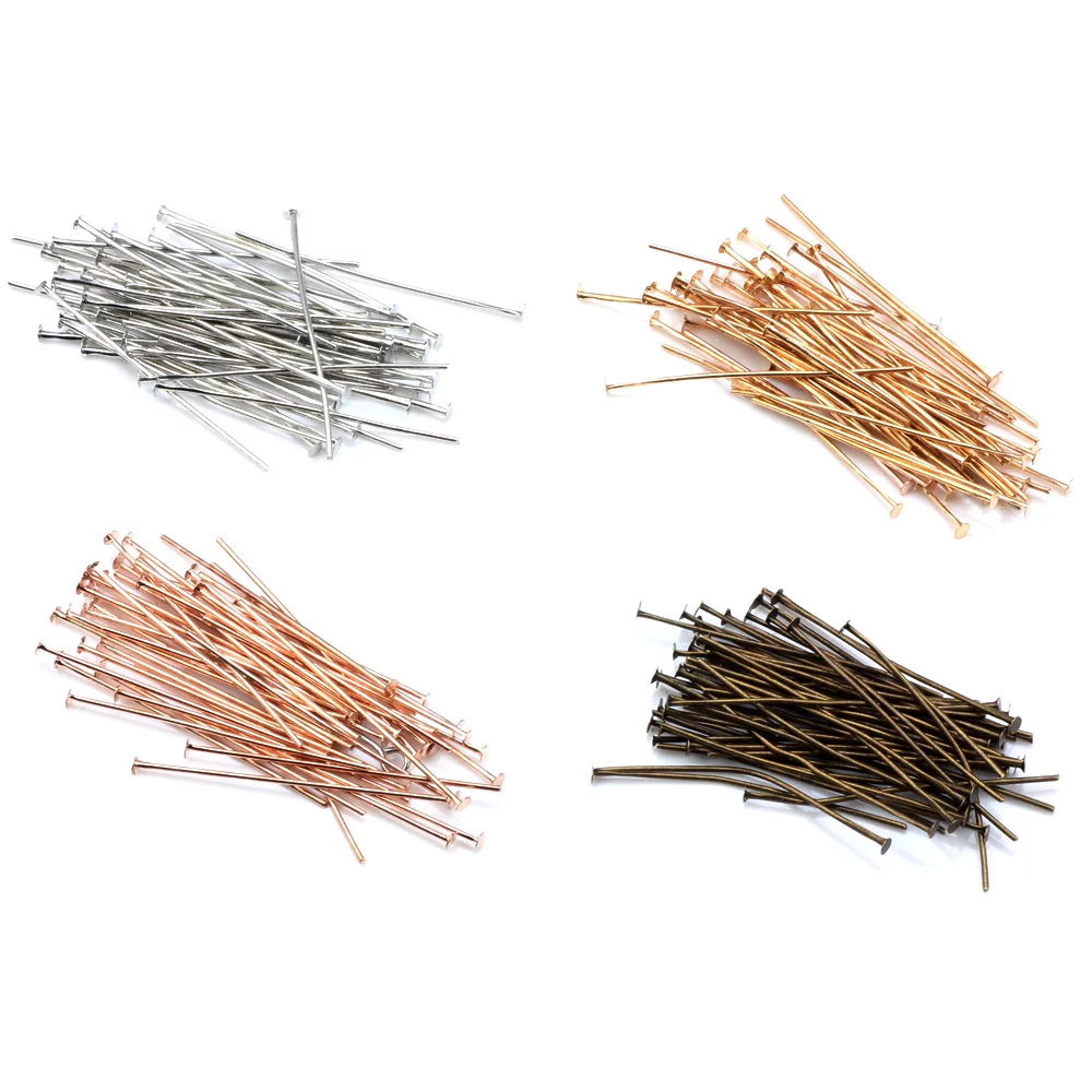 200pcs/LOT 35MM Dia 0.6/0.8mm Flat Head Pins KC Gold/Bronze/Rhodium ...