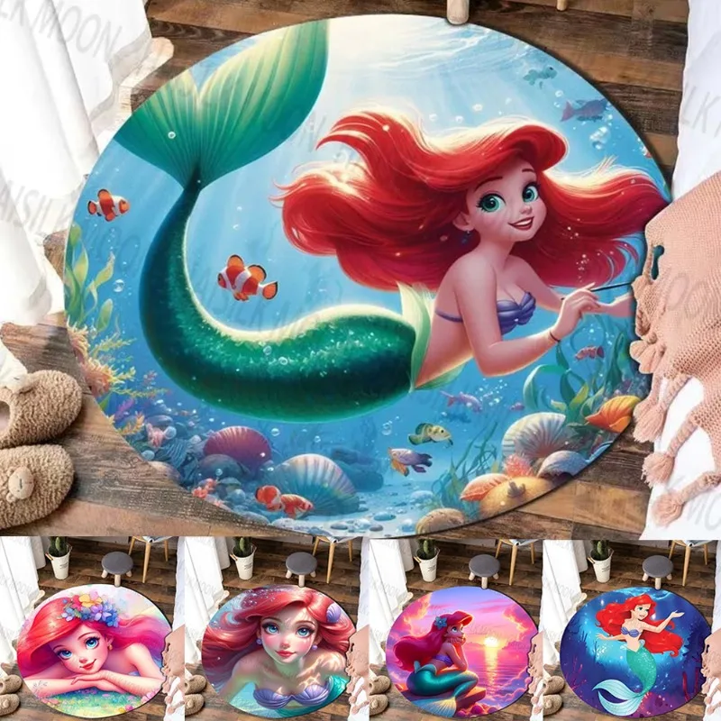 MINISO-DISNEY-The-Little-Mermaid-Printed-Round-Rug-Bedroom-Living-Room ...