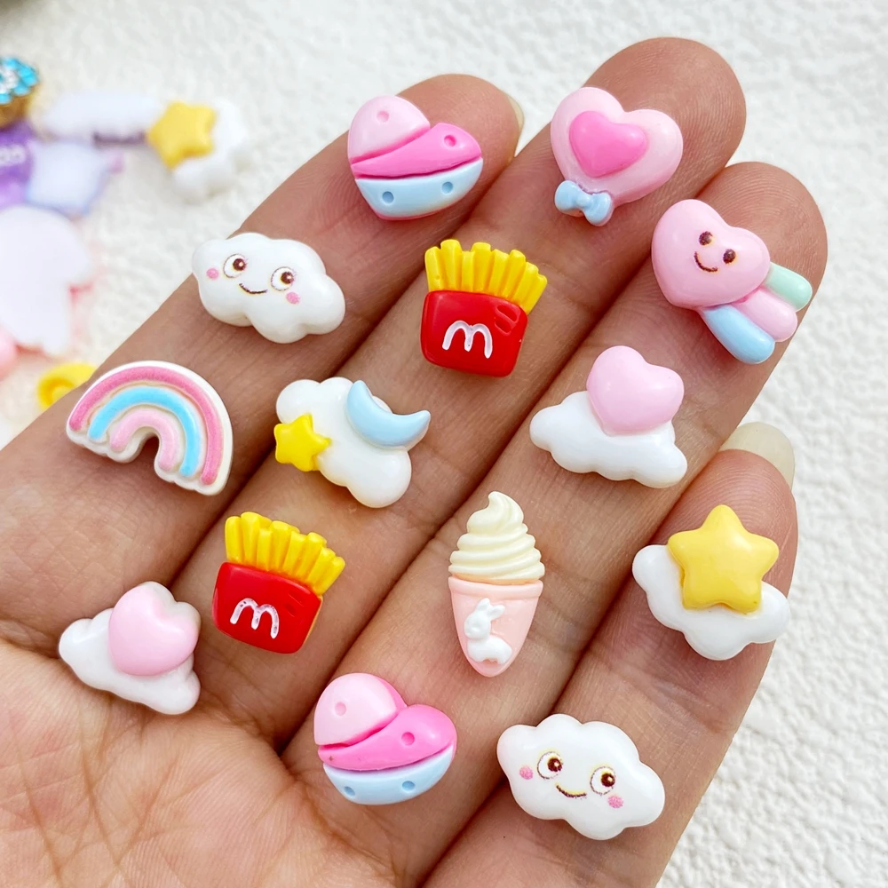 30Pcs-New-Cute-Mini-Rainbow-Cloud-French-Fries-Resin-Flatback-Ornament ...