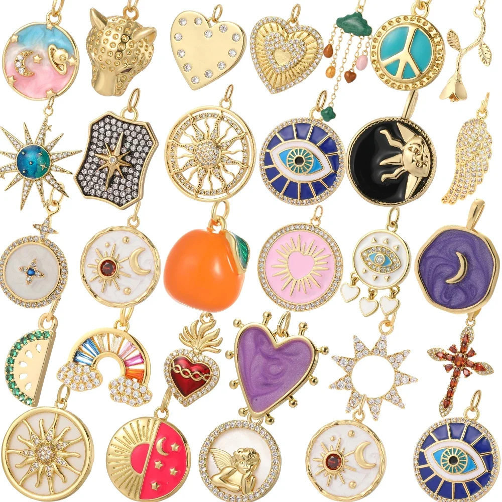 Boho Sun Moon Heart Necklace for Women Colorful Angel Flower Star ...