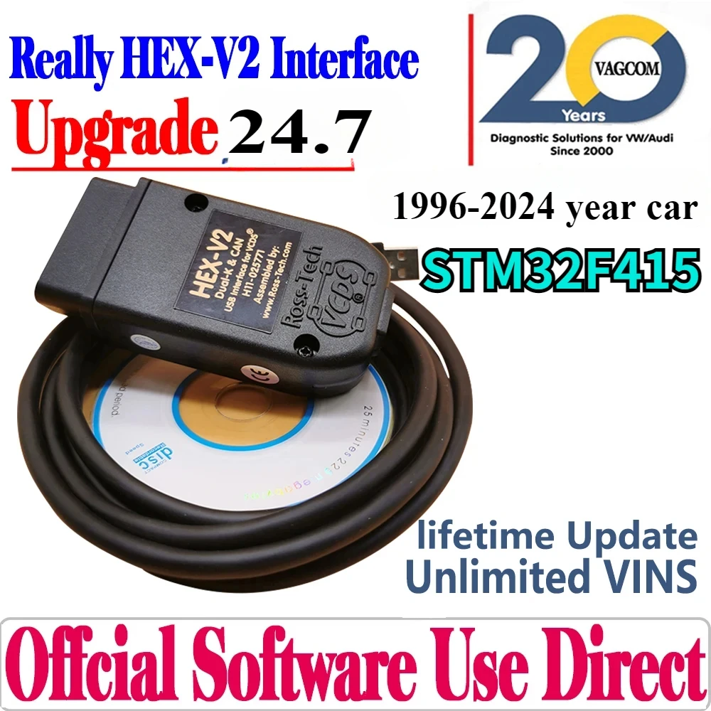 1996-2024-Real-Hex-V2-VAGCOM-Hardware-Usb-Interface-For-Vag-Com-24-7 ...