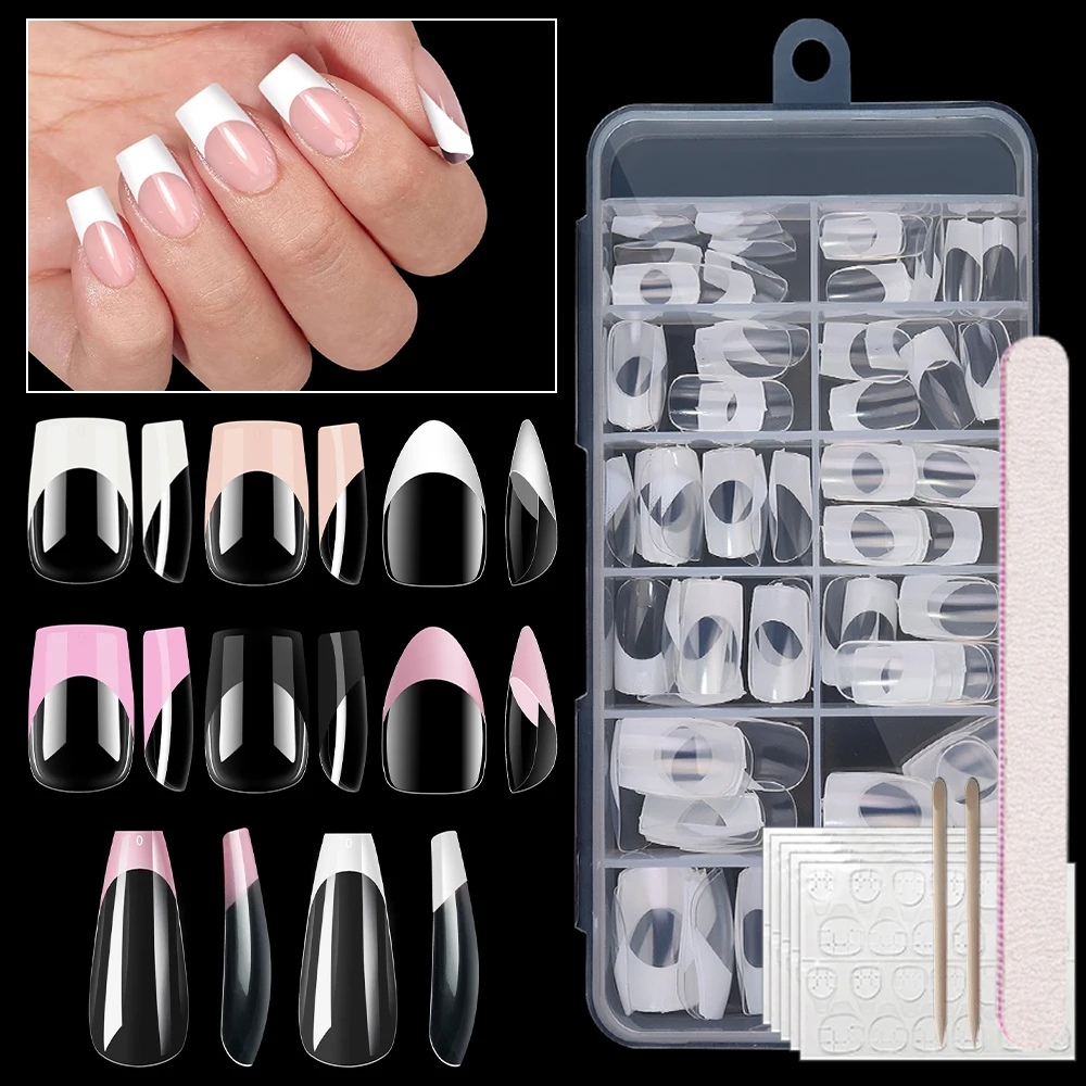 120pcs/box Clear French Nails DIY Nails Set False Nails Full Cover ...