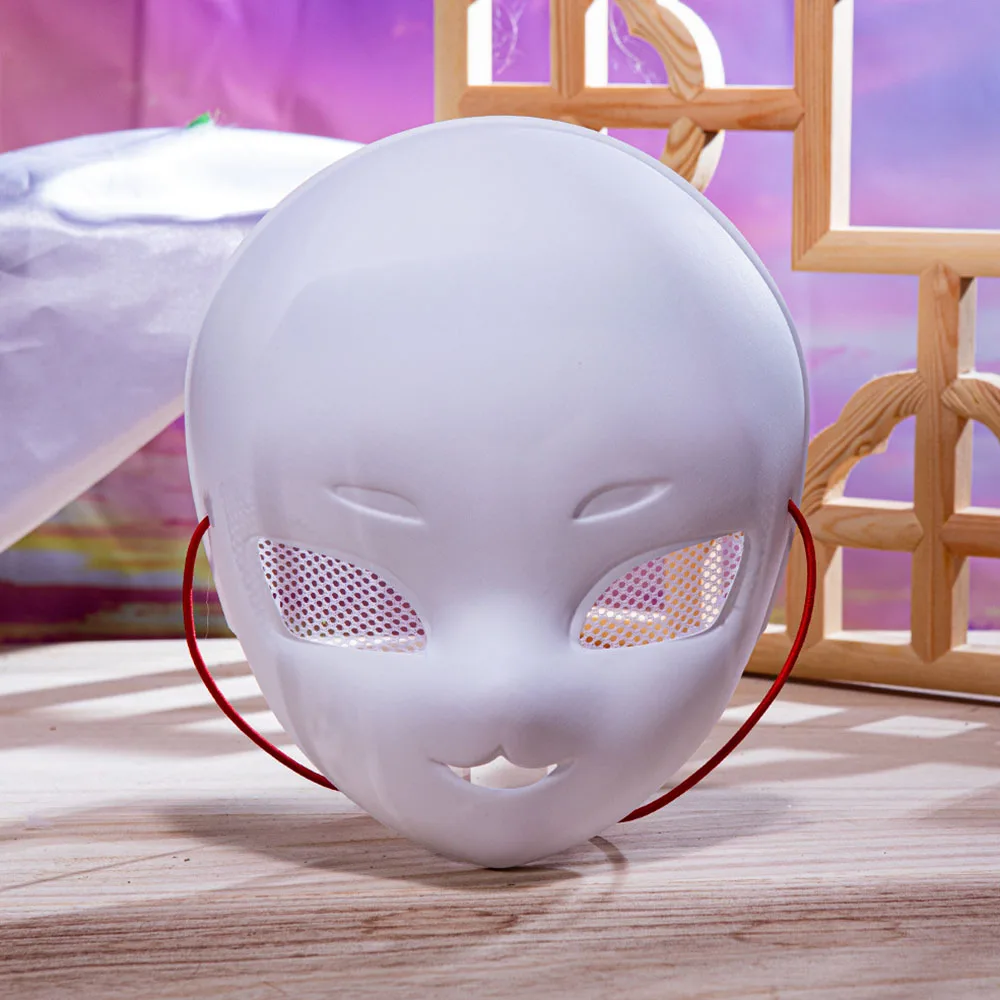 Mesh-Eyes-Cute-Full-Face-Mask-DIY-Hand-Drawn-Blank-White-Frosted-Fox ...