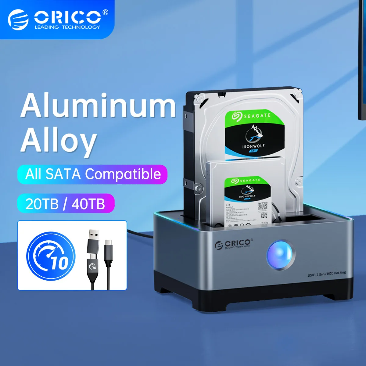 Orico Rgb Hard Drive Station Type-c Aluminum 2.5/3.5 Inch Hdd Case Rgb ...