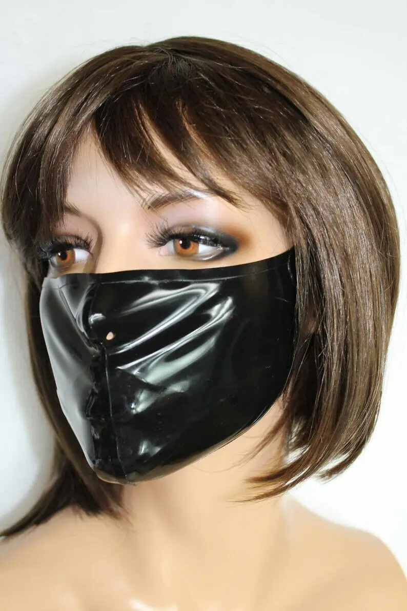 Latex Hoods Masks Gummi Black Cool Nose Holes Party Catsuit Wear ...