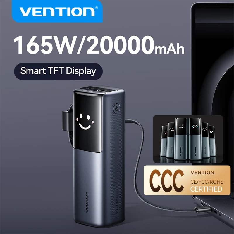 Vention CCC 20000mAh 165w Powerbank PD Fast Charge Portable 3C ...