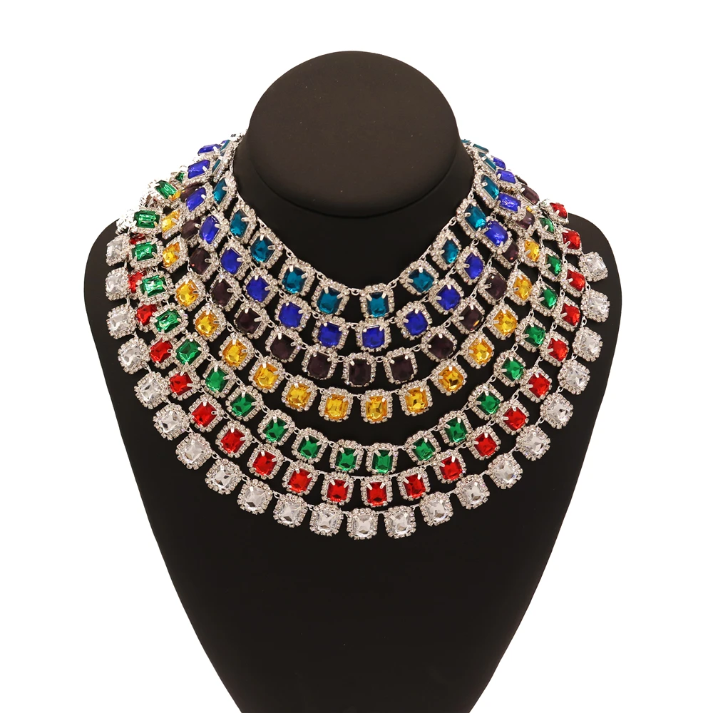 Luxury Green Crystal Collar Chain Choker Necklace for Women Statement ...