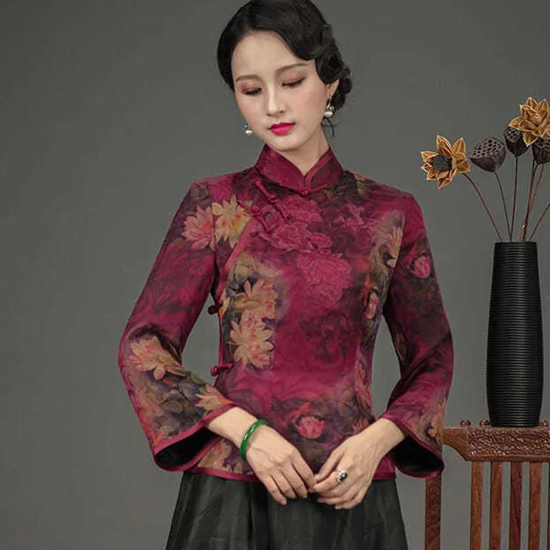 Ropa-tradicional-china-para-mujer-Tops-Cheongsam-de-talla-grande-camisa ...