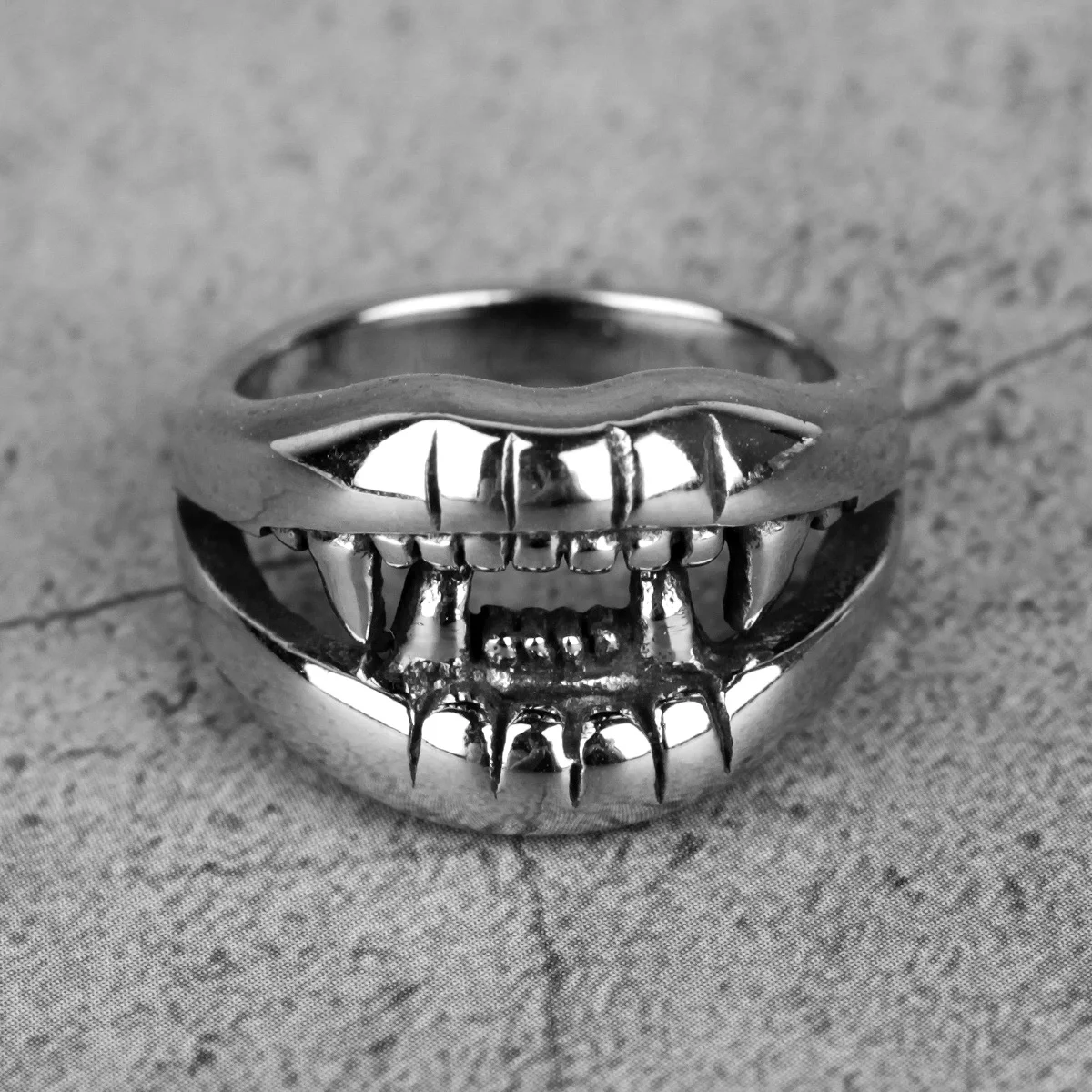 Stainless Steel Men Rings Devil Mouth Teeth Punk Rock Personality for ...