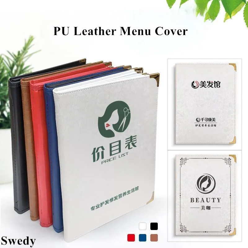 Customized A4 Double Stitched Folder 6 Pages 12 Views PU Leather Menu ...