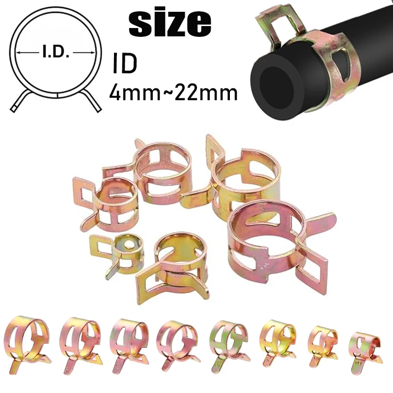 10PCS-4mm-22mm-Color-Galvanized-Spring-Clamp-For-Fuel-Pipe-Clamp-Hose ...