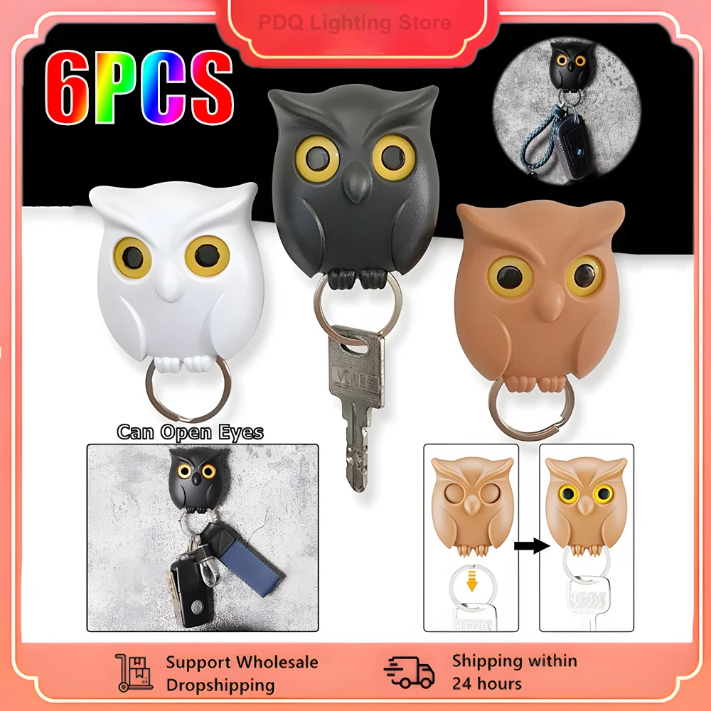 Hooks-Owl-Magnetic-Key-Hook-Auto-Blinking-Cute-Hooks-No-Punch-Storage ...