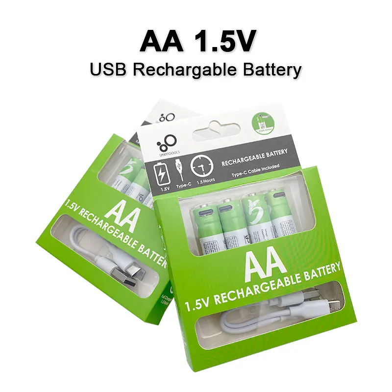 4pcs/lot Aa Usb Rechargeable Battery 1.5v 2600mwh Li-ion Battery For ...