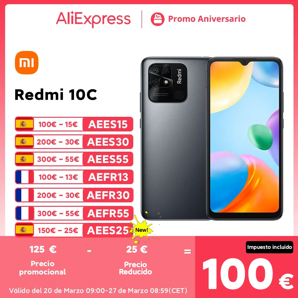 Xiaomi Smartphone Redmi 10C versión Global, 4GB y 128GB, 680 Snapdragon ...