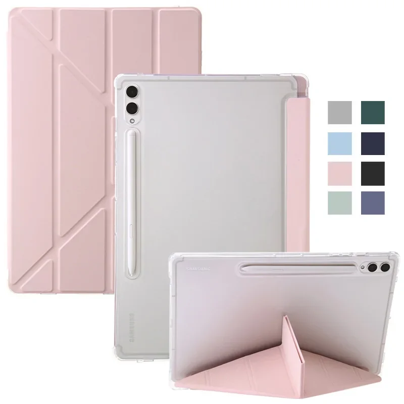 For Samsung tab s9 fe Case 10.9" Smart Folio Leather Acrylic Hard Back ...