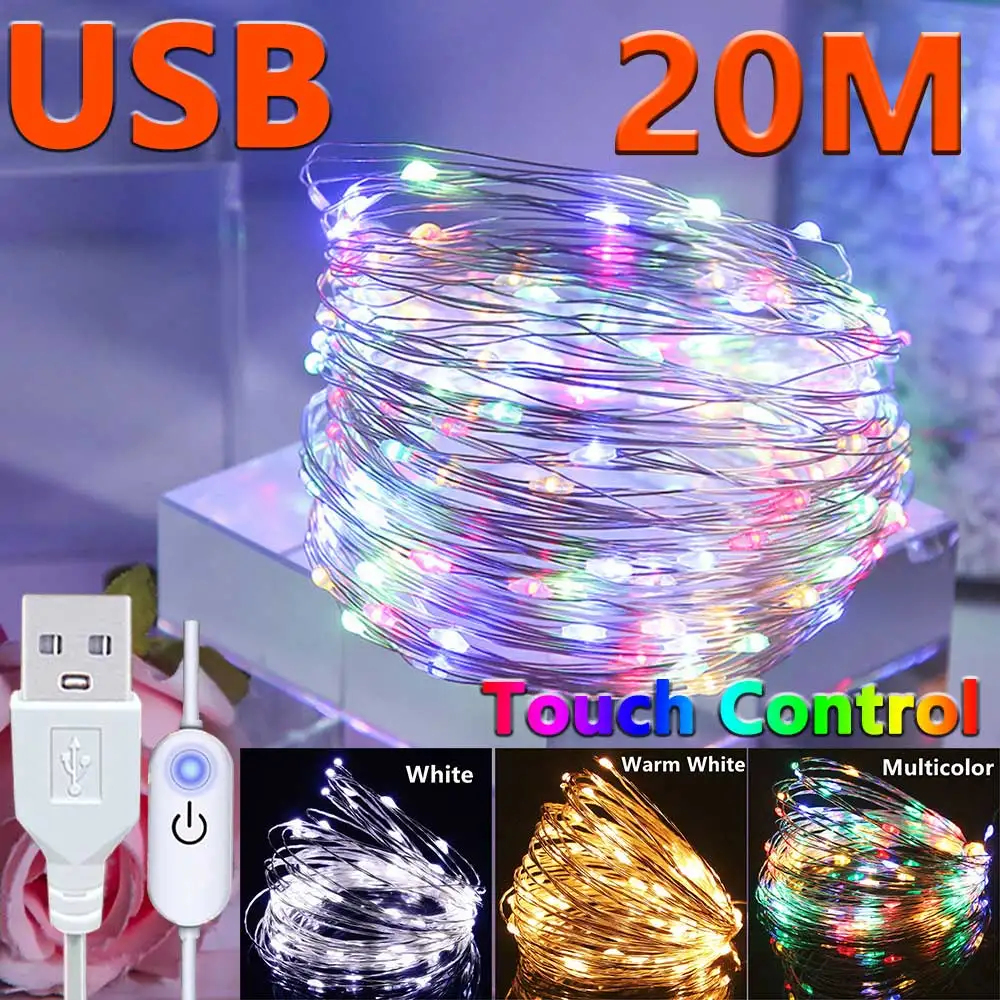 20M-USB-String-Lights-Touch-Control-Copper-Wire-Garland-Fairy-Lights ...