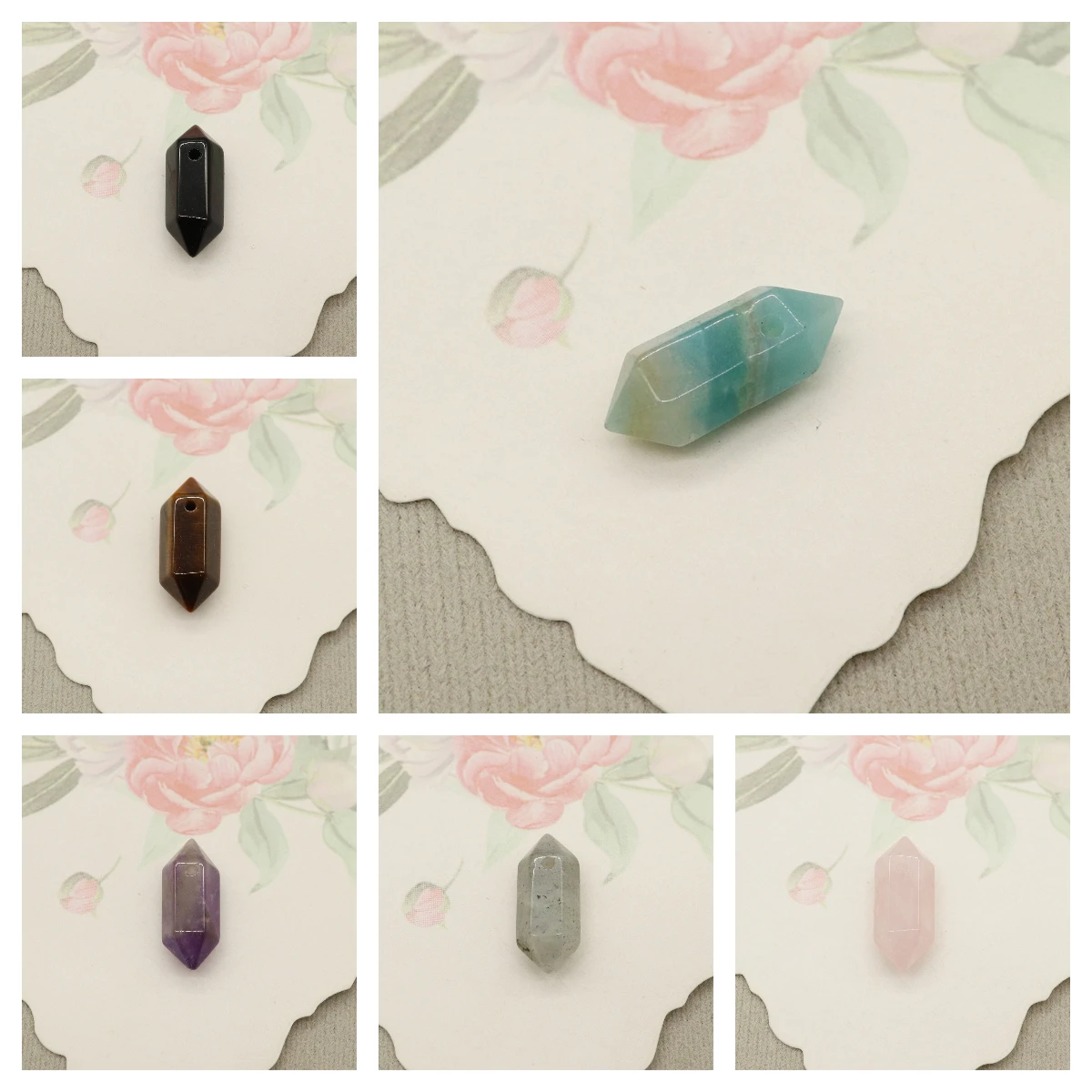 Natural-Labradorite-Tiger-Eye-Stone-Beads-Amethyst-Double-Pointed ...