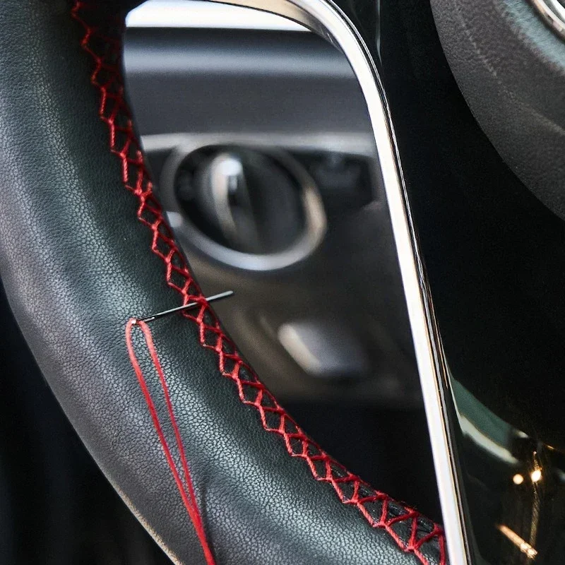 Top-Layer-Leather-Braiding-Steering-Wheel-Cover-DIY-Sewing-Steering ...