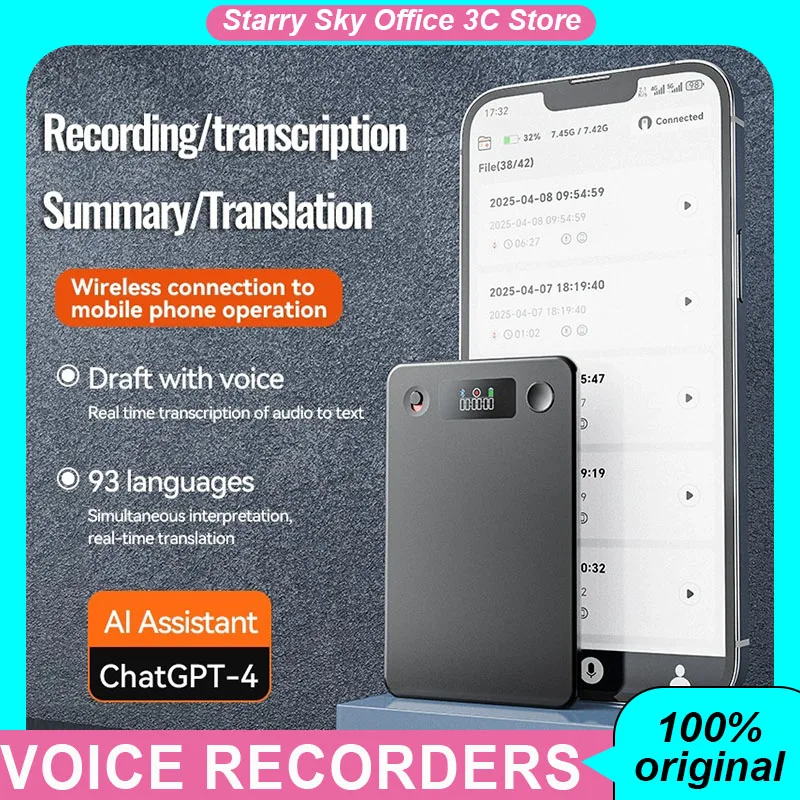 Voice Recorders 93 Languages Al Recording Pen Real-time Transcription ...
