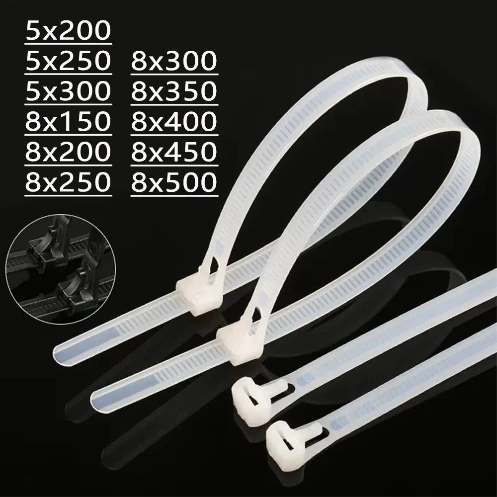 Removable Nylon Strap Black 5mm 8mm Reusable Plastic Self locking Strap ...