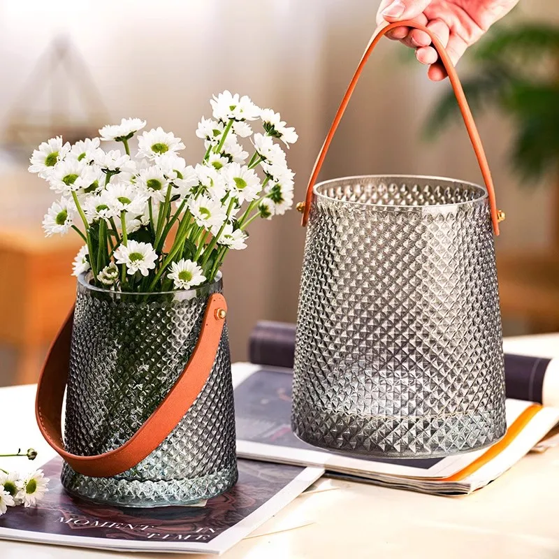 Light Luxury Portable Vase Glass Water Raising Living Room Dining Table ...