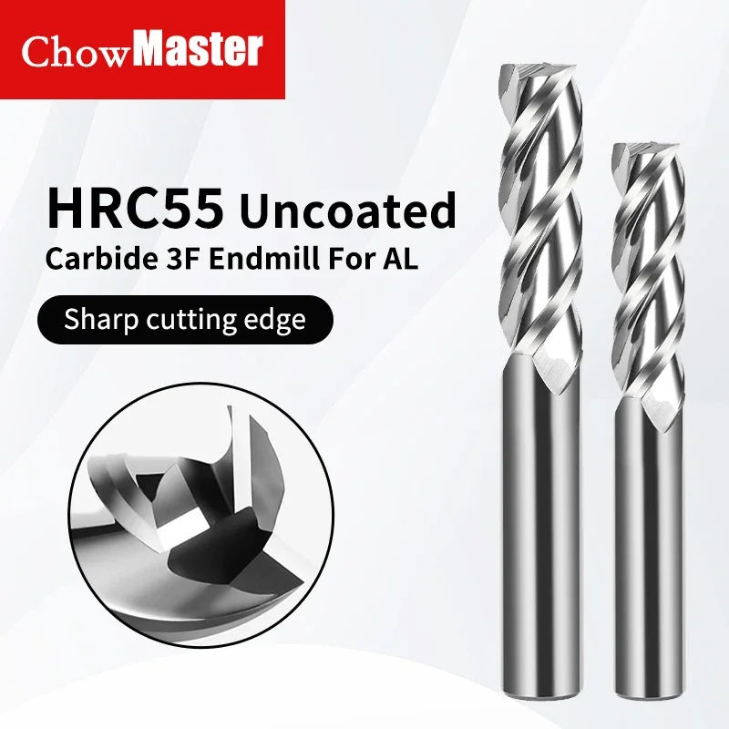 Chowmaster-HRC55-3F-Uncoated-3-blade-aluminum-milling-cutter-carbide ...