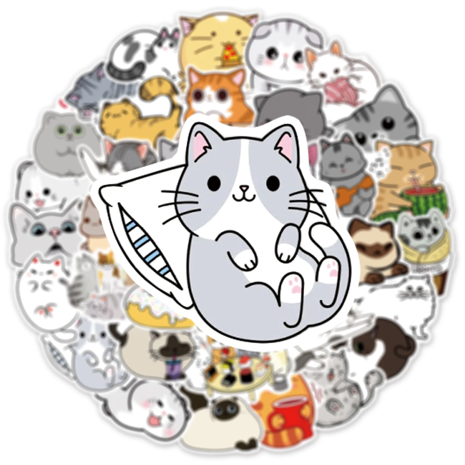 10/25/50pcs Cartoon Funny Cat Meme Stickers for Waterproof DIY ...