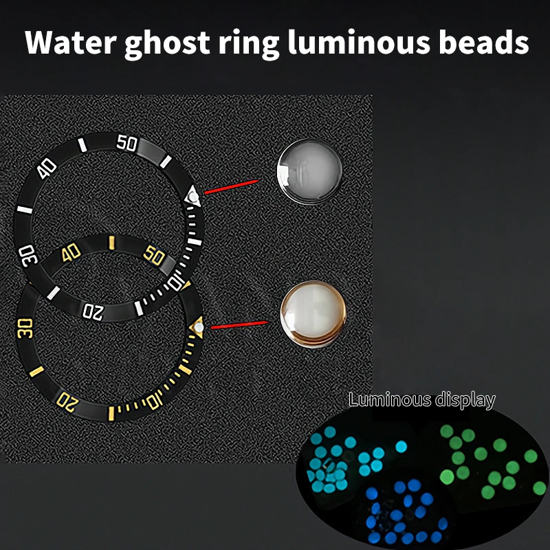 White Beads Blue Green Luminous Pip Watch Bezel Insert 12 O’Clock Lume ...