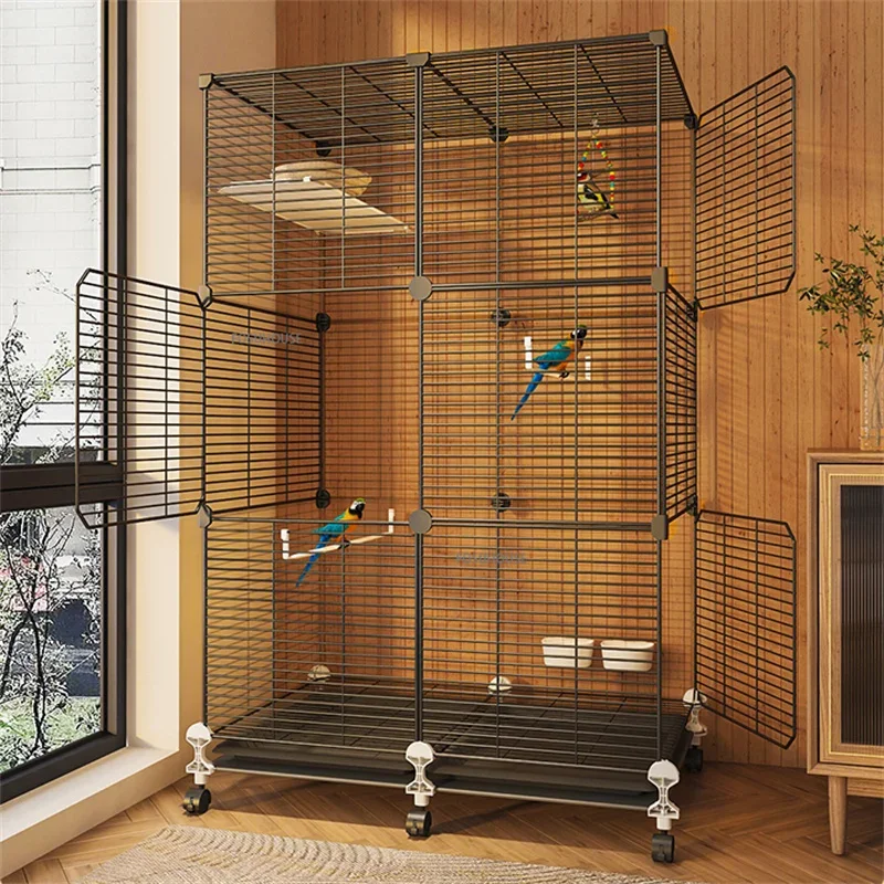 Indoor-large-Parrot-Cage-Living-Room-Metal-Bird-Cages-with-wheel ...