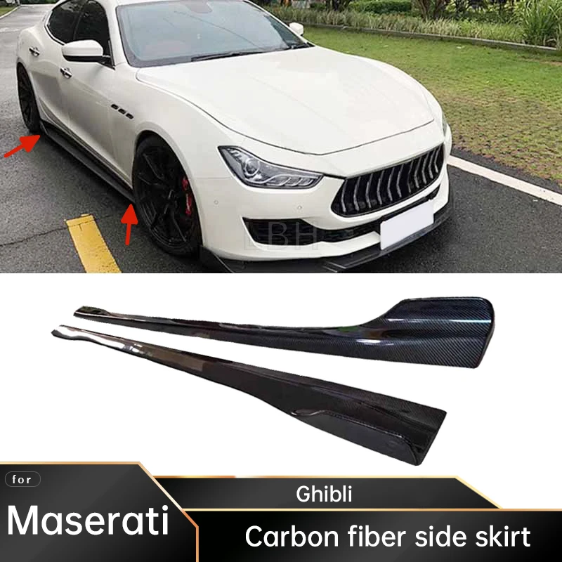 Fit for Maserati Ghibli Carbon Fiber Side Skirt Strip Guard Plate Side ...
