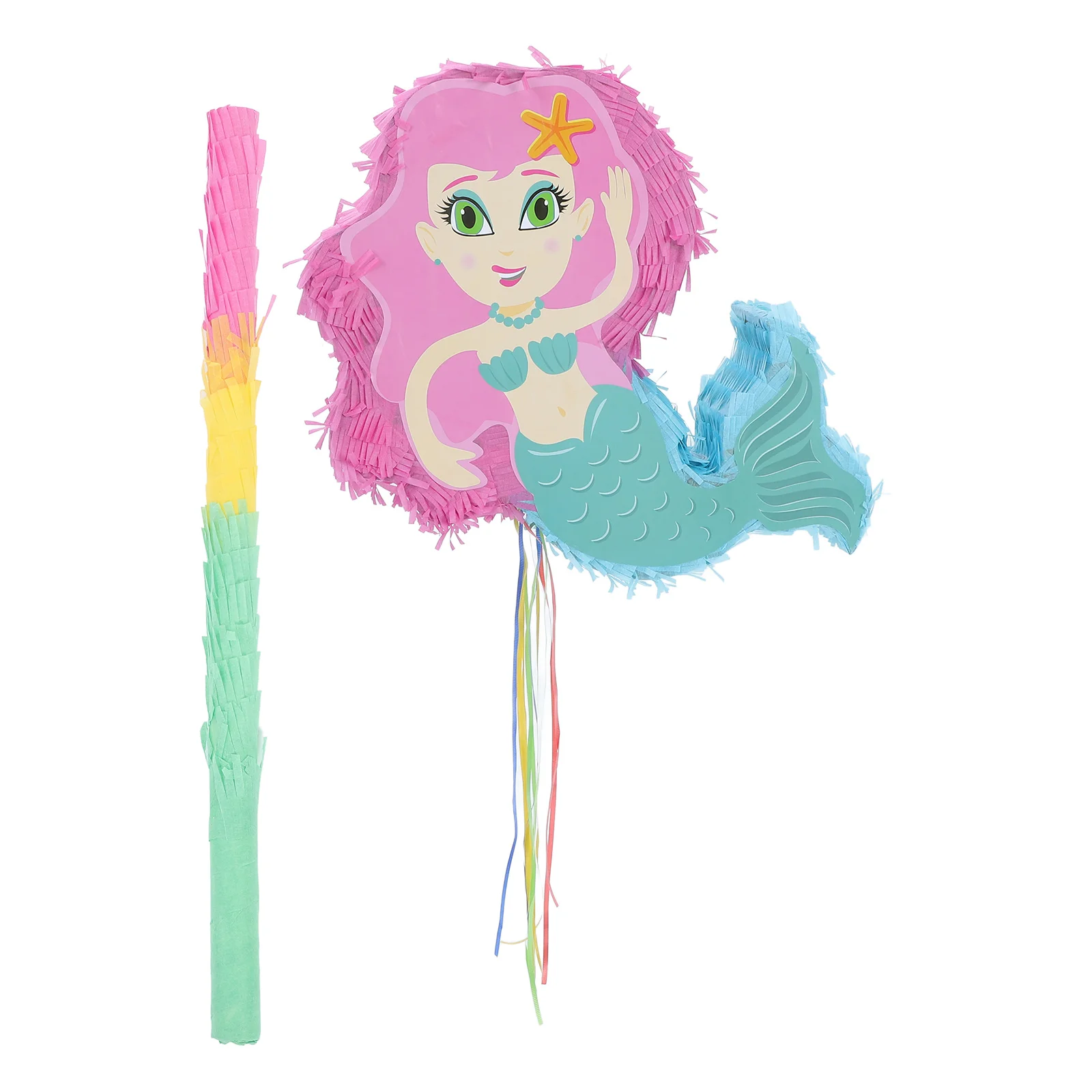 Mermaid-Pinata-Happy-Birthday-Banner-Stick-Pink-Decor-Pinatas-for-Party ...