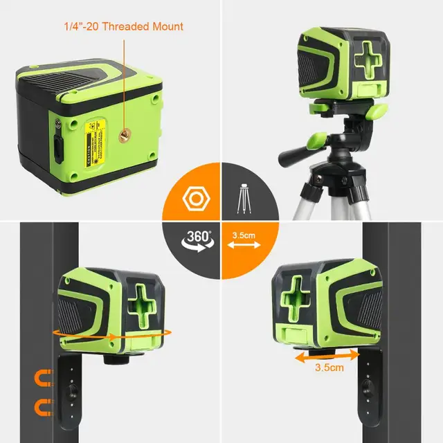 Huepar 2 Lines Laser Level Portable Cross Line Laser Vertical Leveler ...