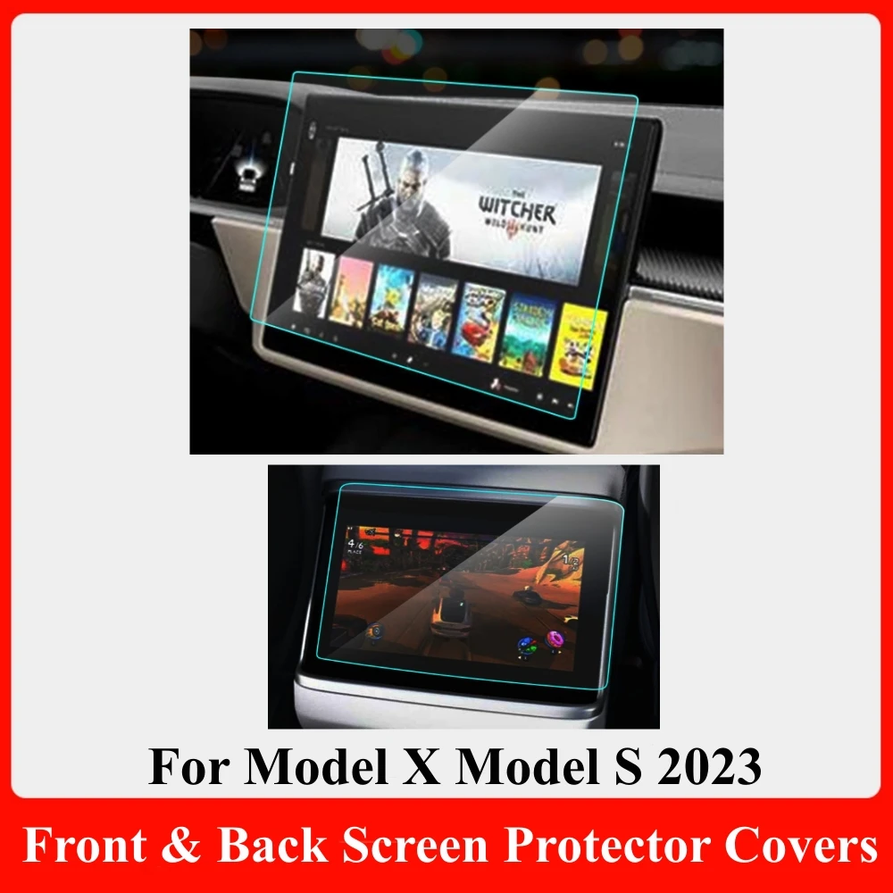 For-Tesla-Model-S-Model-X-2023-2PCS-Front-Back-Screen-Protector-Covers ...
