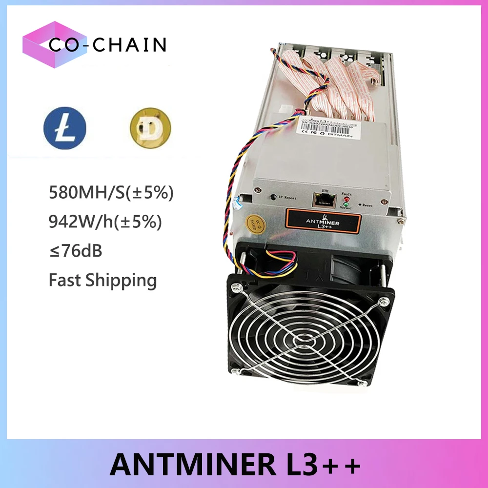 Bitmain Antminer L3++ 580Mh/s 1.6J/MH with Power Supply LTC DOGE Coin ...