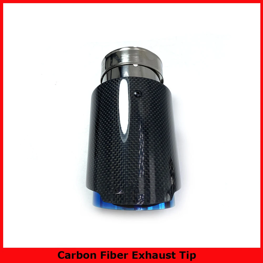 Car Carbon Fibre Glossy Exhaust System Muffler Pipe Tip Straight ...