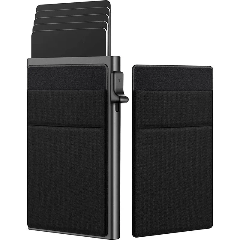 Slim-Aluminum-Card-Holder-With-Elasticity-Back-Pouch-ID-Credit-Card ...