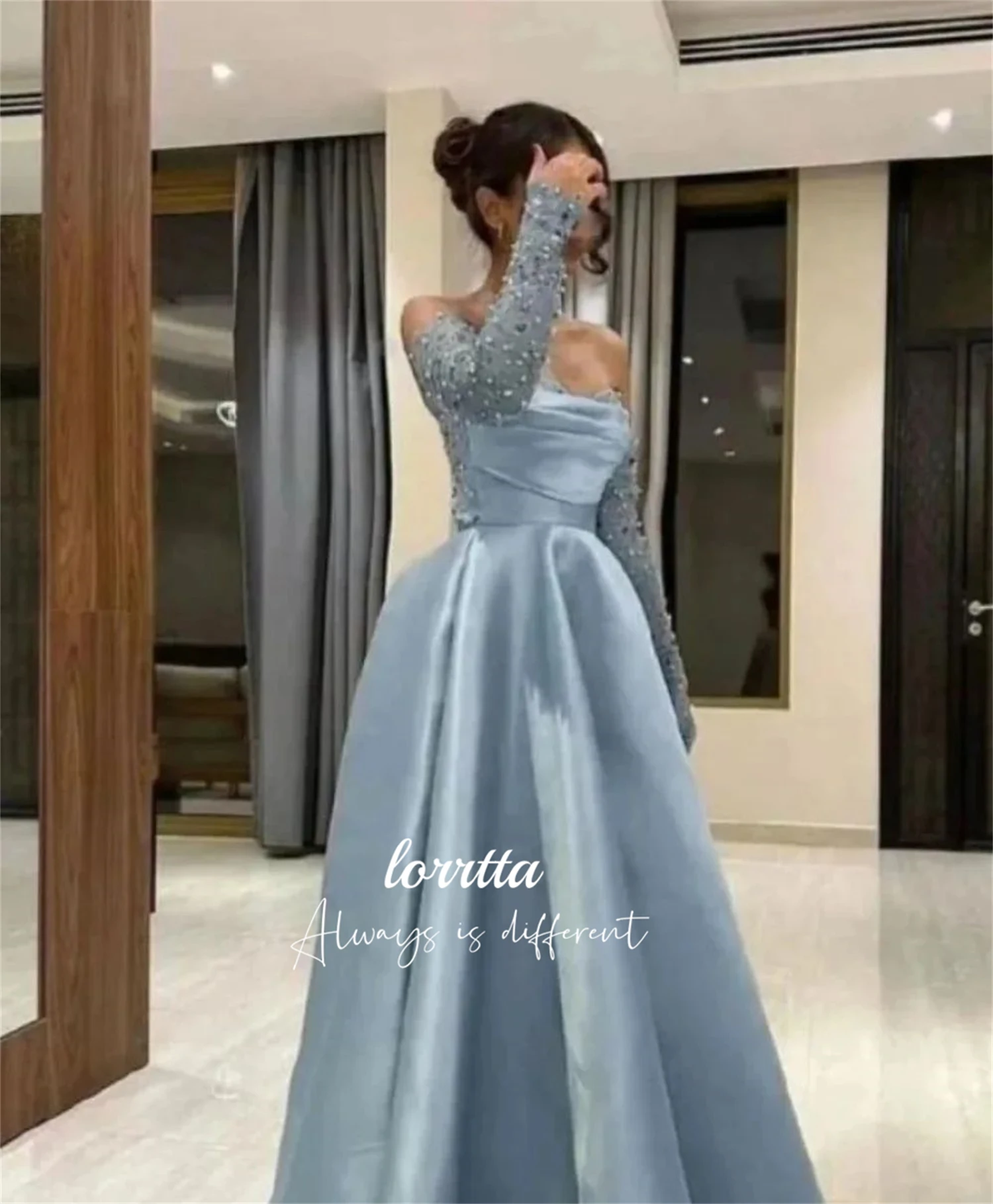 Satin-Line-A-Elegant-Dress-Luxurious-Decoration-Evening-Sharon-Happy ...