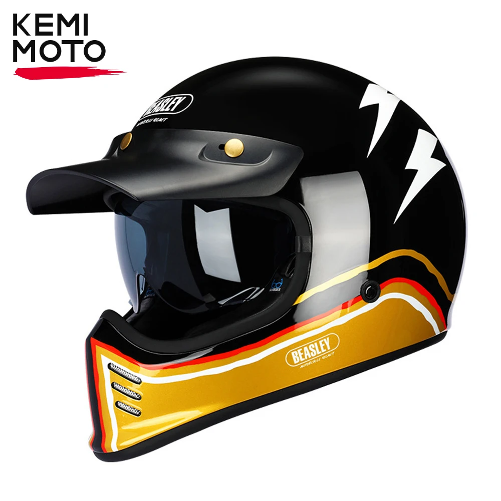 Motorcycle Helmets Retro Vintage Motorbike Motocross Full Face Helmet ...